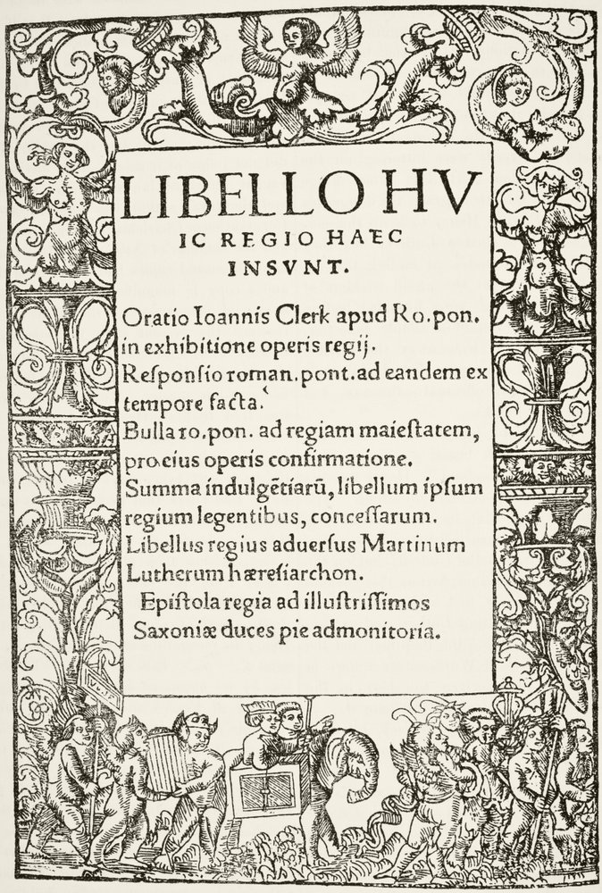 Pagina del titolo dalla Difesa dei Sette Sacramenti di Re Enrico VIII ...