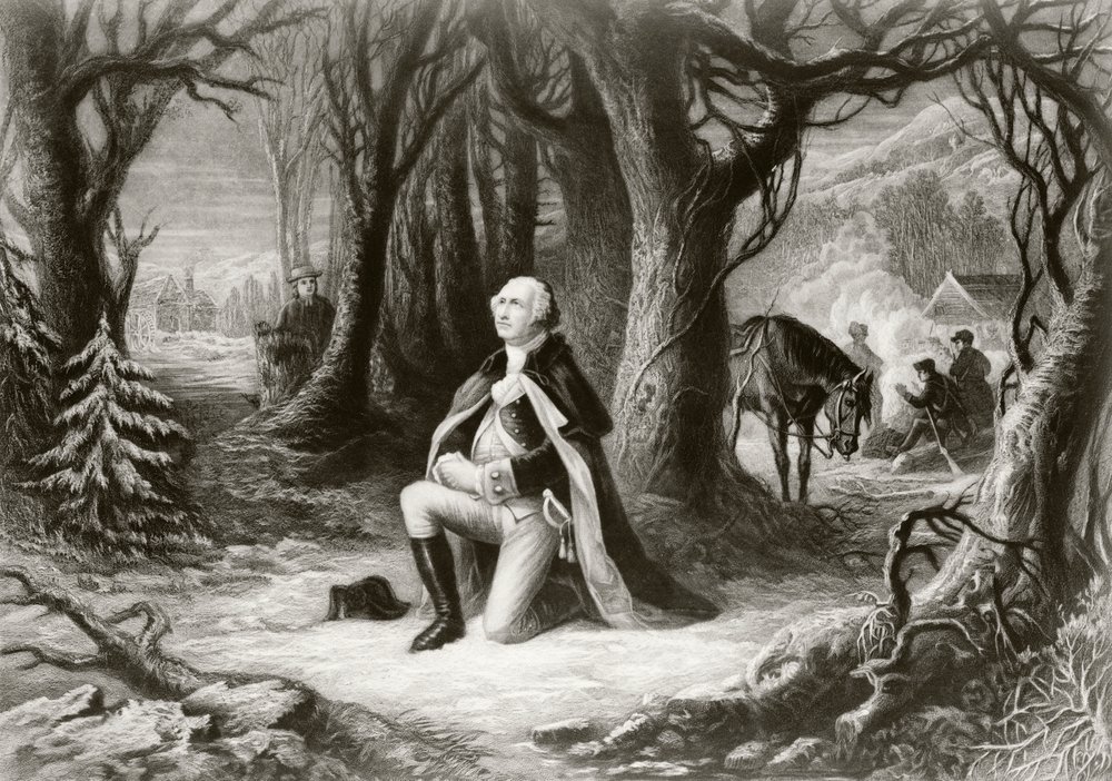 George Washington prega al campo di Valley Forge durante la guerra ...