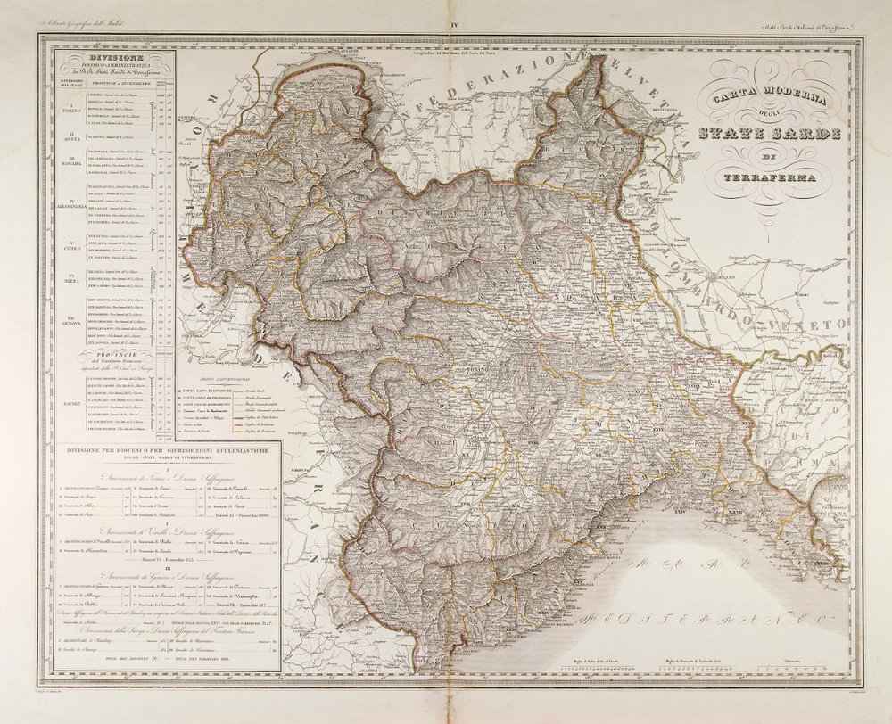 Stati Sardi sulla terraferma. Mappa di Attilio Zuccagni-Orlandini ...