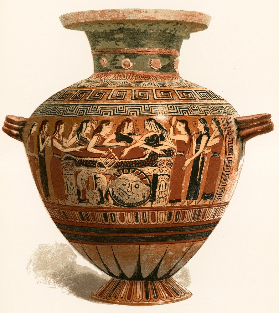 Vaso corinzio. Museo del Louvre. Lutto per il morto Achille