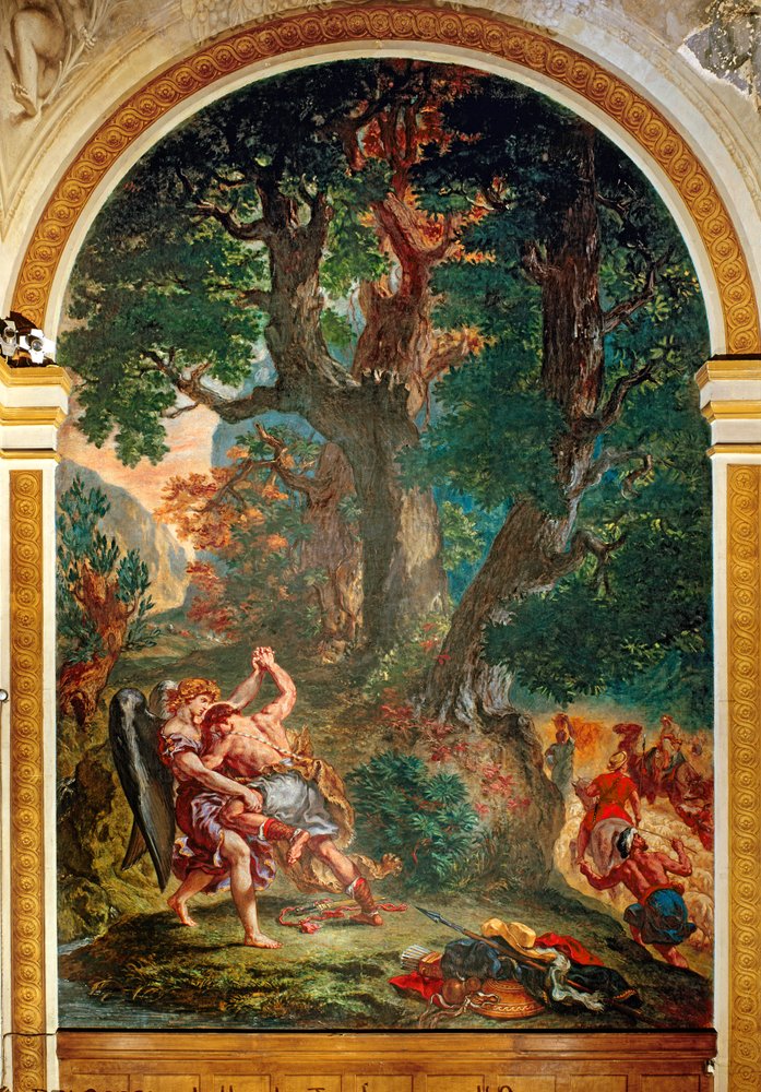 Lotta tra Giacobbe e l'Angelo, 1850-61 (olio e cera su intonaco ...