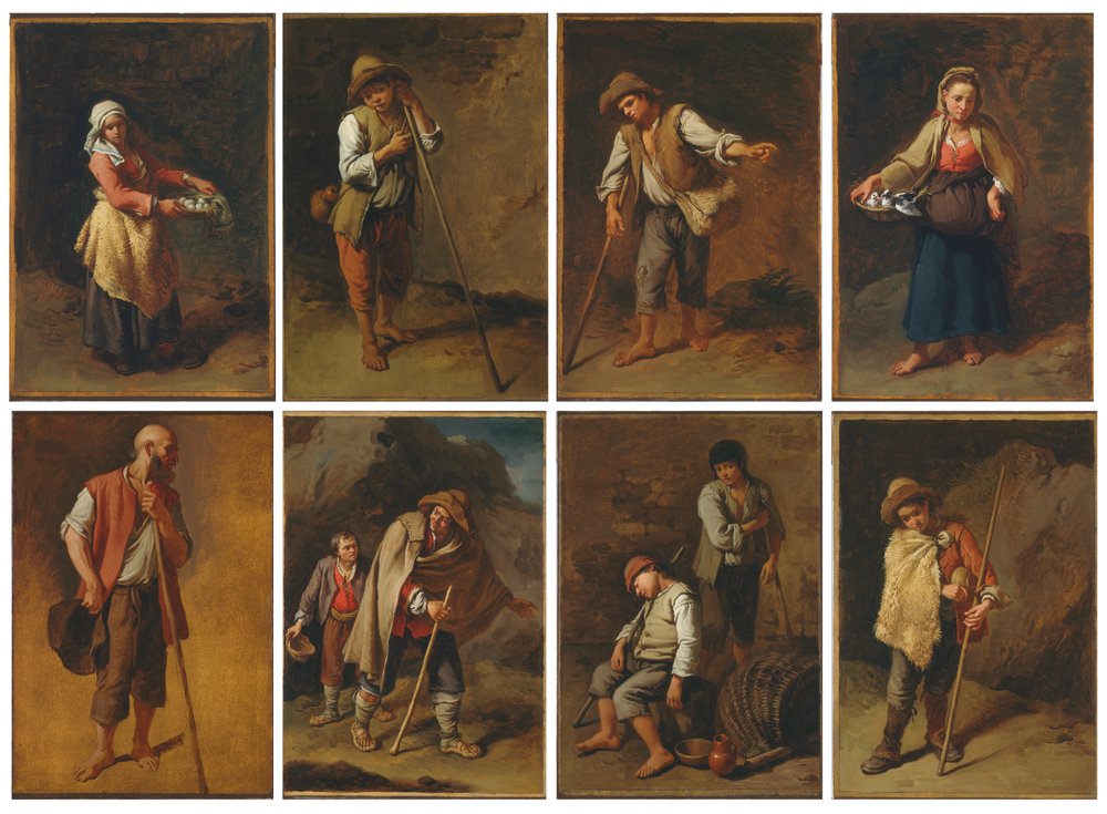 Otto studi di figure di contadini e pastori | Stampa d'arte