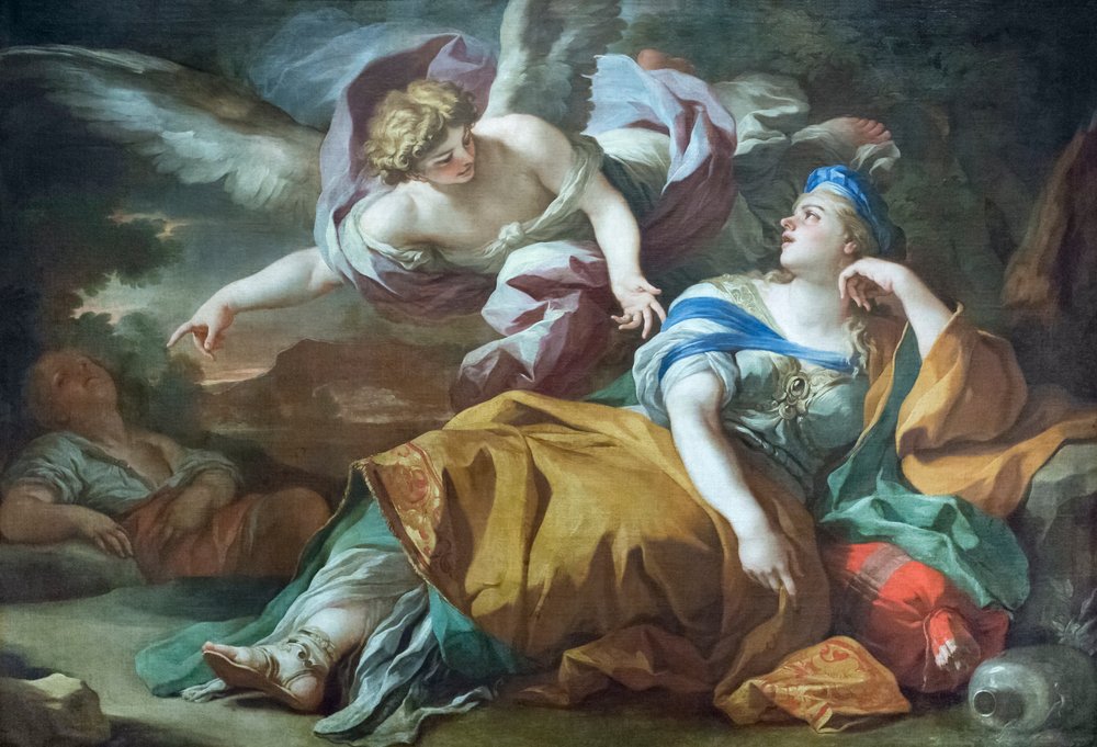 Agar e Ismaele nel deserto confortati da un angelo