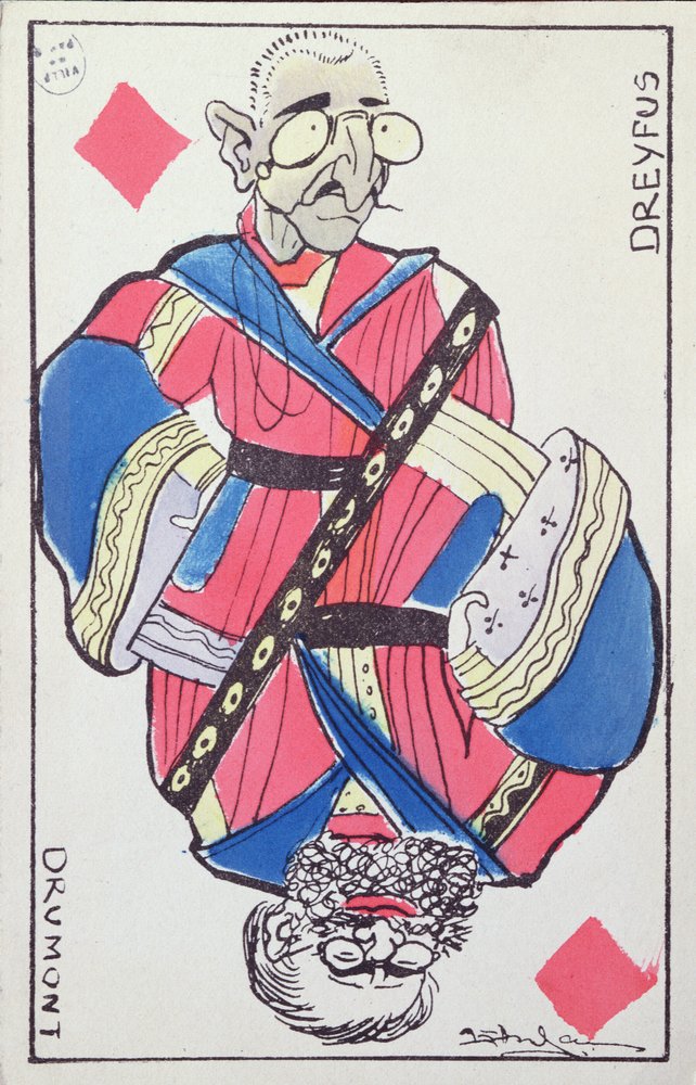 Cartoline caricaturali di Alfred Dreyfus (1859-1935) ed Edouard Drumont ...