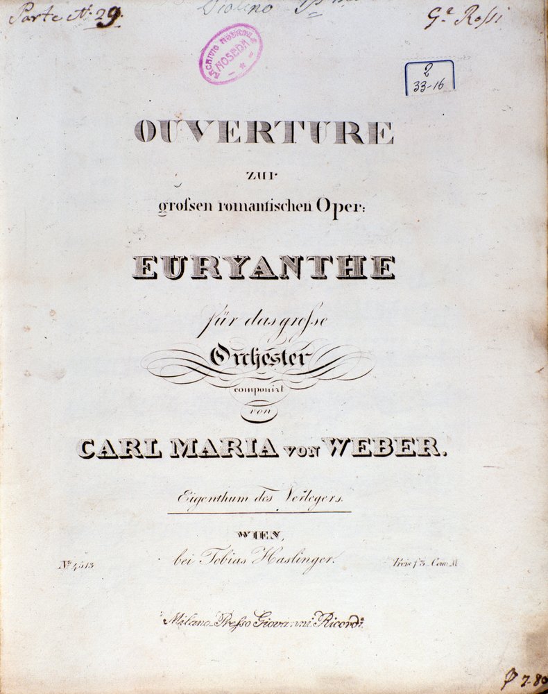 Frontespizio dell'opera 'Euryanthe' di Carl von Weber