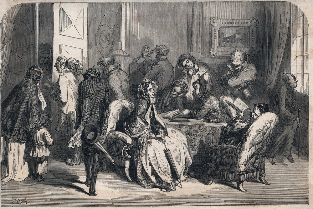 L'anticamera di un dentista. Disegno di Gustave Doré (1832-1883 ...