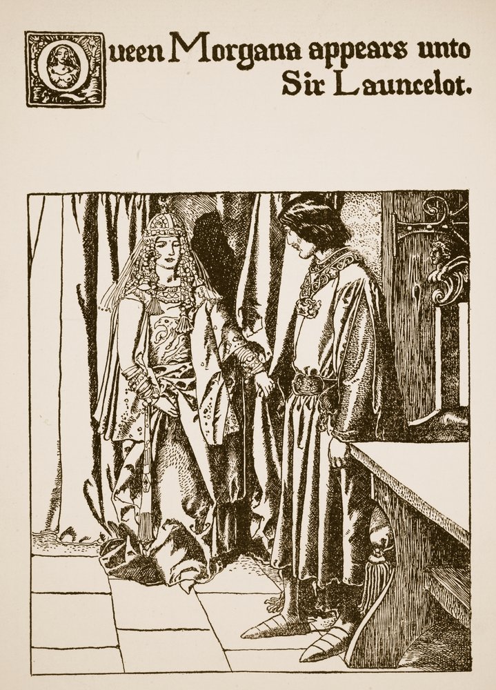 La regina Morgana appare a Sir Launcelot, illustrazione da 'La storia ...