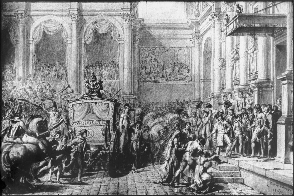 Ritorno dalla consacrazione, Napoleone arriva all'Hotel de Ville ...