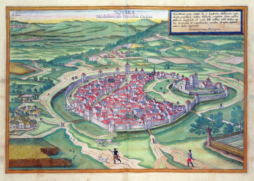 Mappa di Novara, da 'Civitates Orbis Terrarum' di Georg Braun (1541 ...