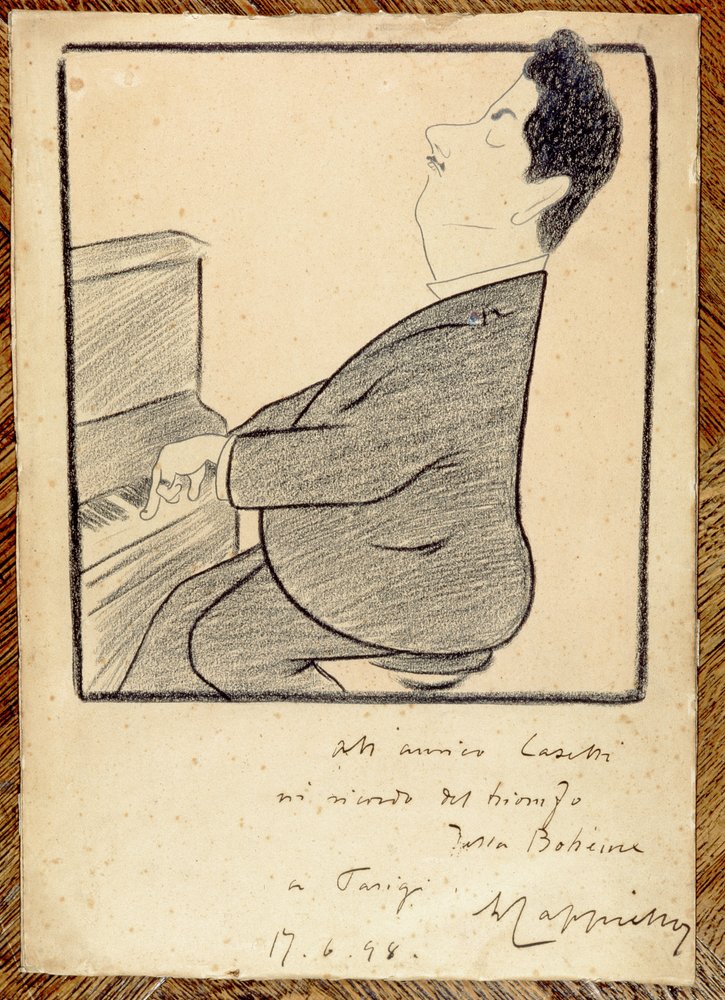 Caricatura di Giacomo Puccini, 1898 | Leonetto Cappiello