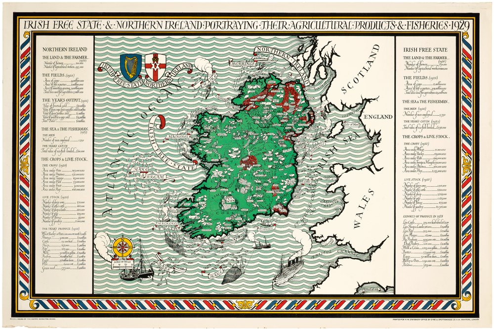 Mappa dello Stato Libero d'Irlanda e dell'Irlanda del Nord