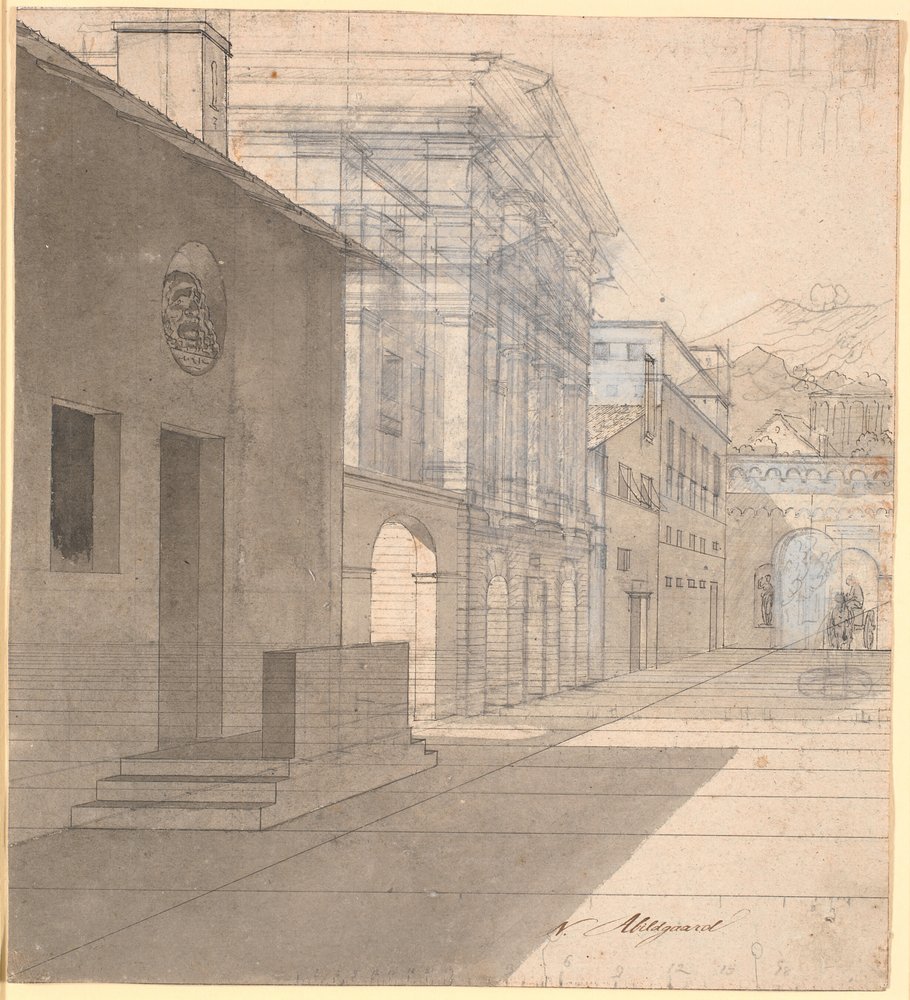 Studio prospettico per l'architettura nell'immagine della levatrice che ...