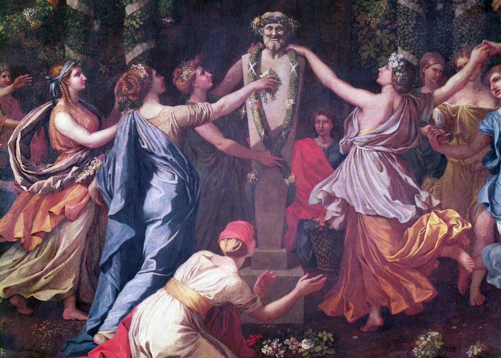 (dettaglio) di Imeneo travestito da donna durante un'offerta a Priapo ...