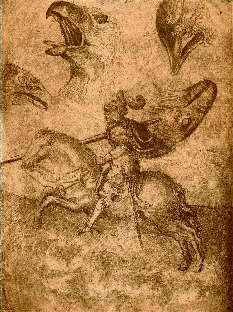 Cavaliere con lancia e studi di uccelli | Paolo Uccello