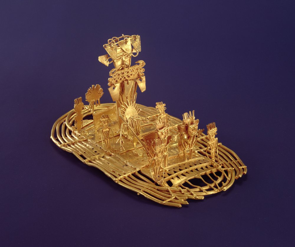 Una figurina votiva Muisca (Tunjo) che raffigura la Cerimonia di El Dorado