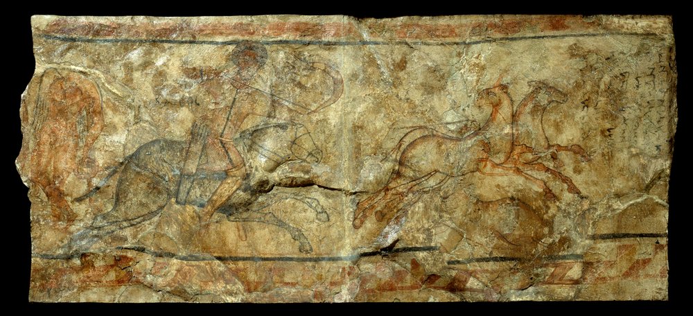 Arte romana: murale che raffigura un arciere che caccia la primula