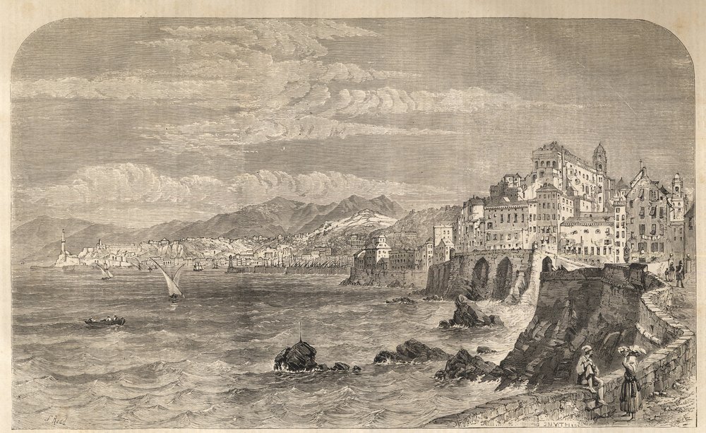 Veduta dell'antico porto di Genova - Veduta del porto di Genova ...