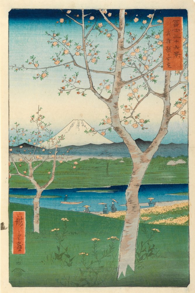 Fuji da Koshigaya, Mushashi, No.14 dalla serie '36 Vedute del Monte Fuji'