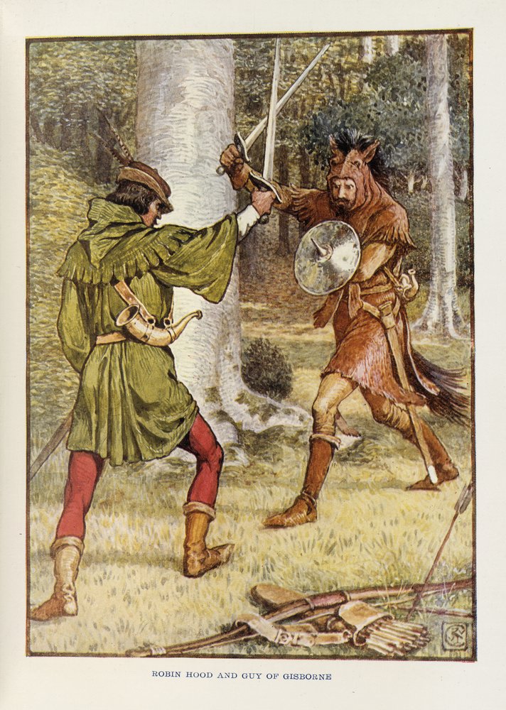 Robin Hood e Guy di Gisborne | Walter Crane | Stampa d'arte