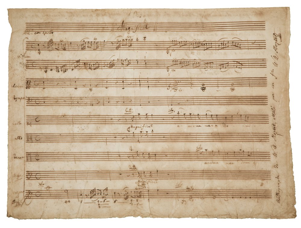 Magnificat, K. 321a. Manoscritto, spartito per solisti e coro, organo e ...