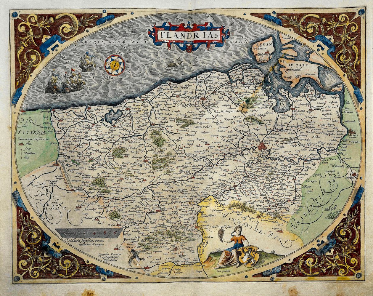Mappa delle Fiandre, da Theatrum Orbis Terrarum di Abraham Ortelius
