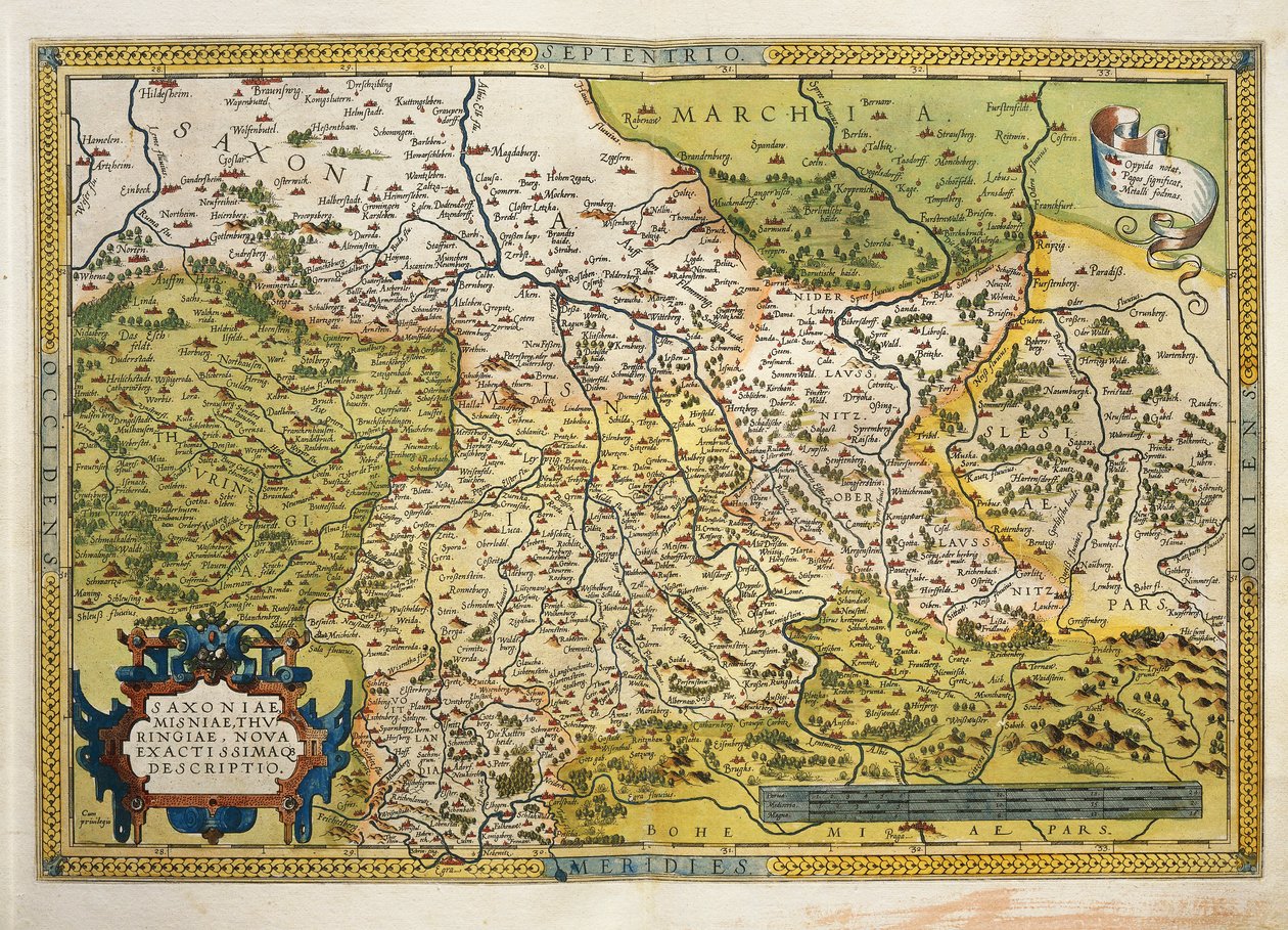 Mappa della Sassonia, dal Theatrum Orbis Terrarum di Abraham Ortelius