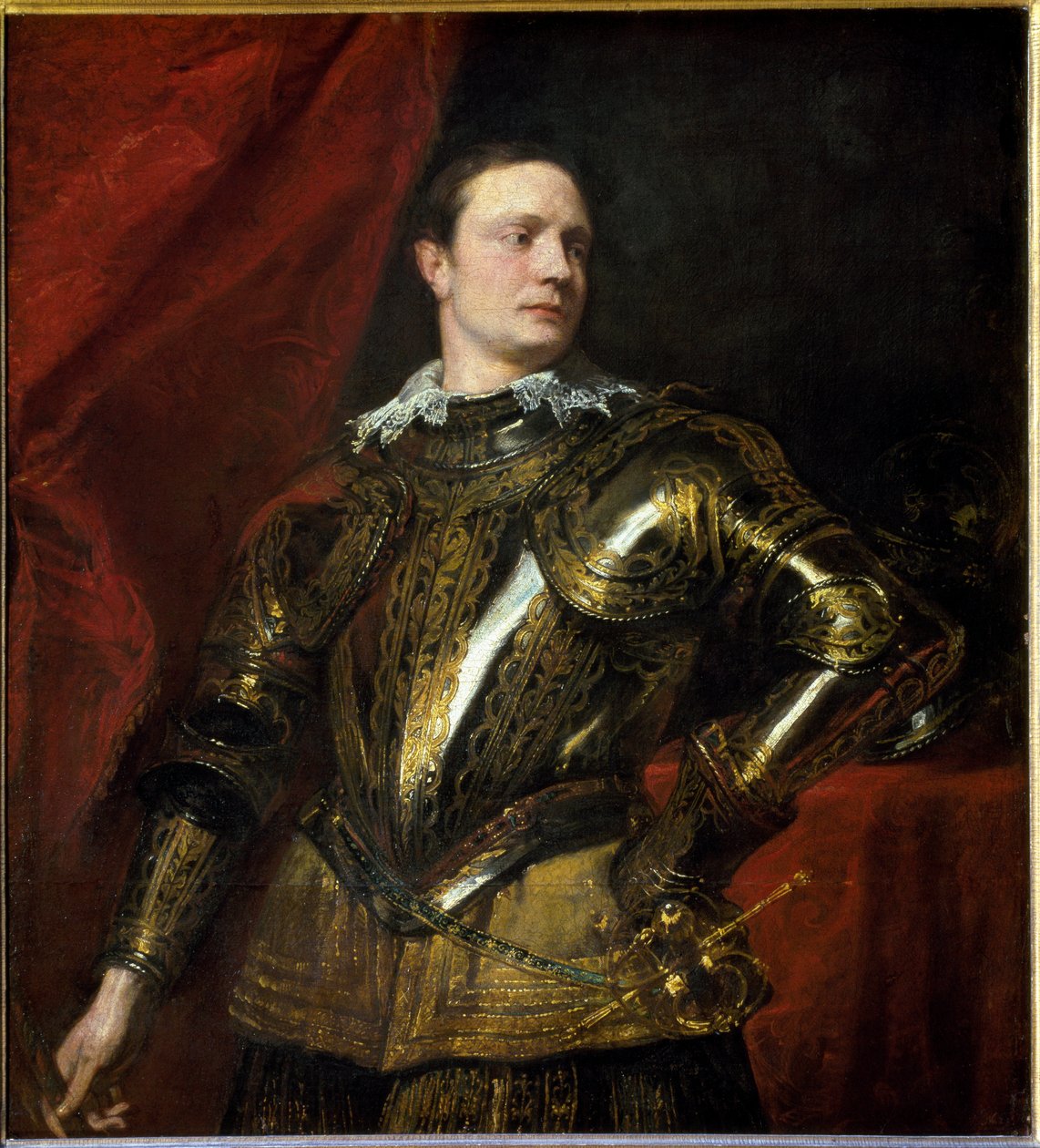 Ritratto di giovane generale (o condottiero) con armatura dorata