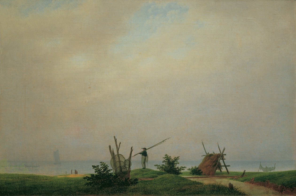 Spiaggia con pescatore | Caspar David Friedrich