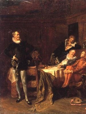 'La dodicesima notte', Atto II, Scena 3: Maria, il buffone, Sir Andrew Aguecheek, Malvolio e Sir ...