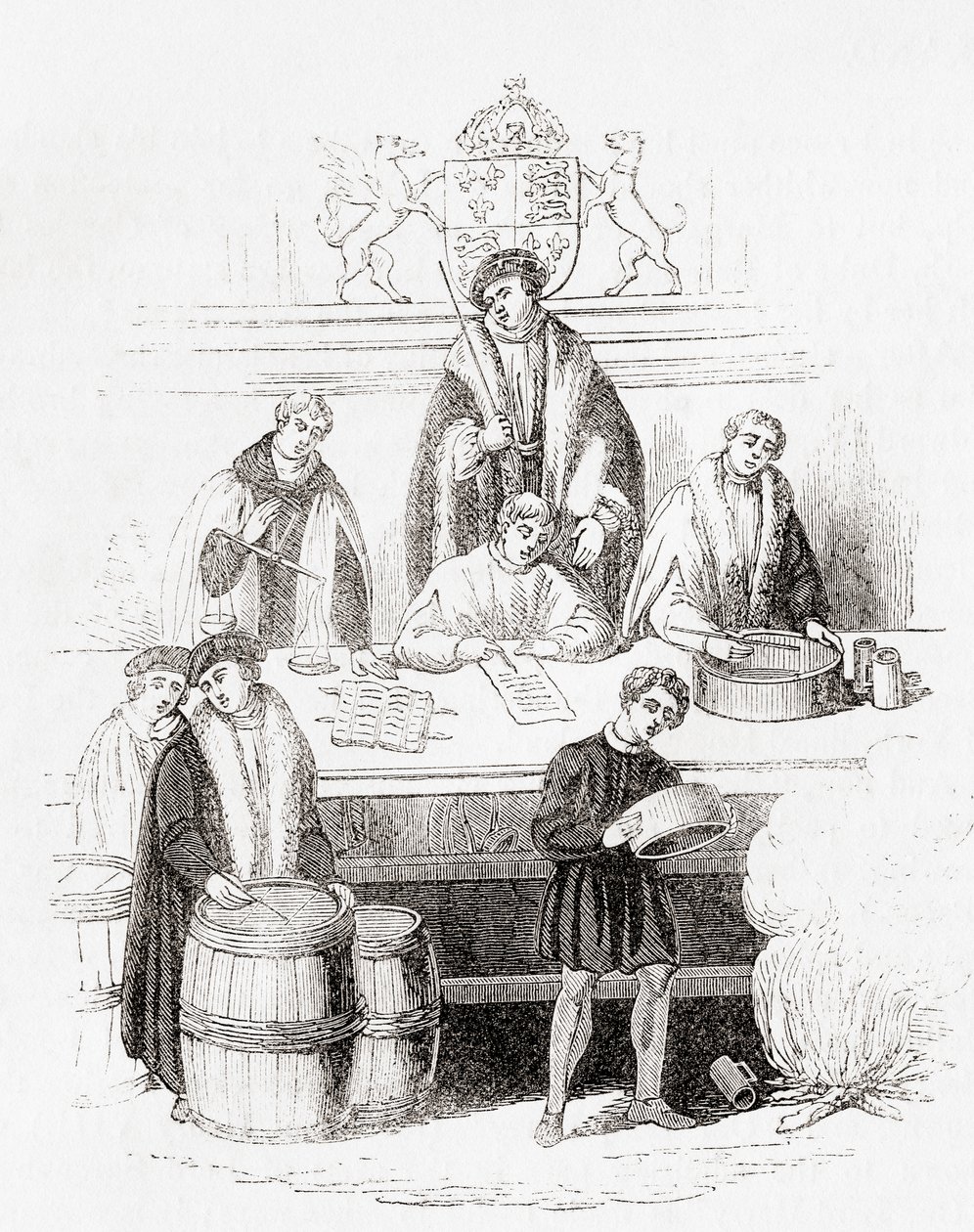 Processo di pesi e misure di Enrico VII all'eschequer nel 1497, da Old ...