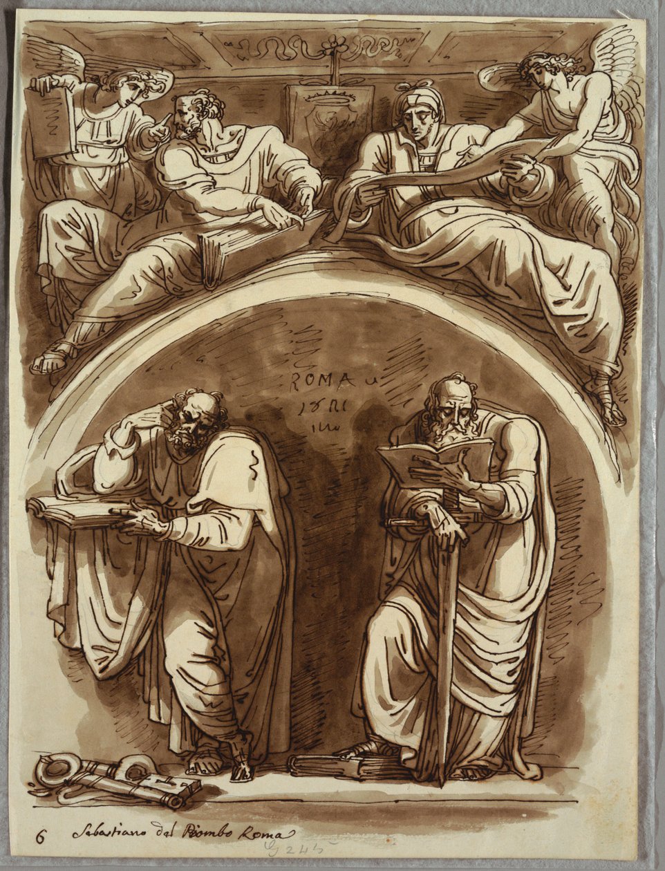 Lunetta con i santi Pietro e Paolo, Matteo e il profeta Isaia, studio ...