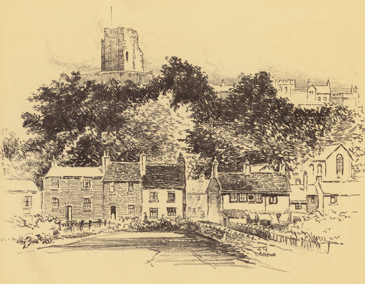 Castello di Clitheroe (litografia) | Frank Greenwood