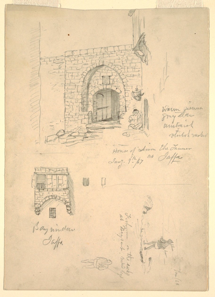 Schizzi della Casa di Semon il Conciatore, Giaffa, Palestina [Tel-Aviv ...