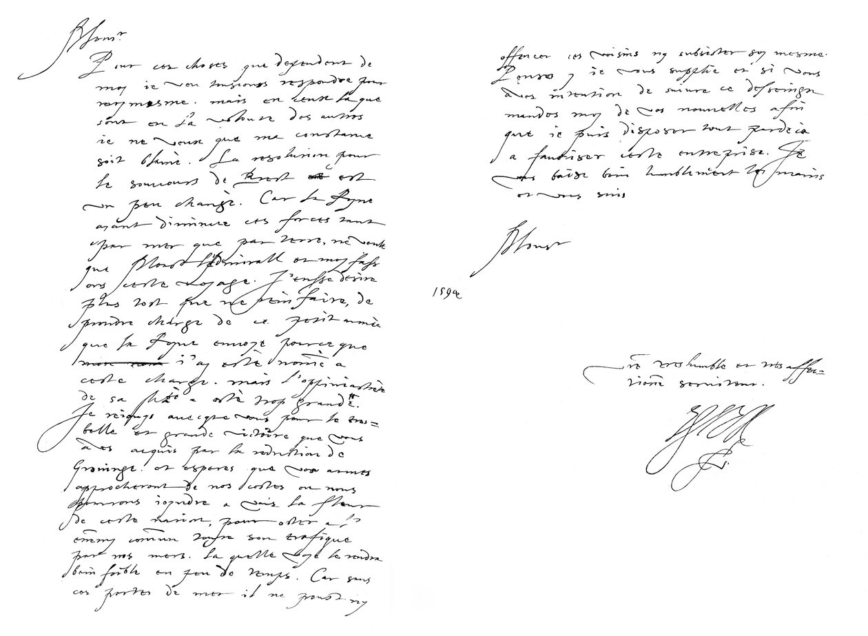 Lettera di Robert Devereux, Conte di Essex, a Maurice, Principe d ...