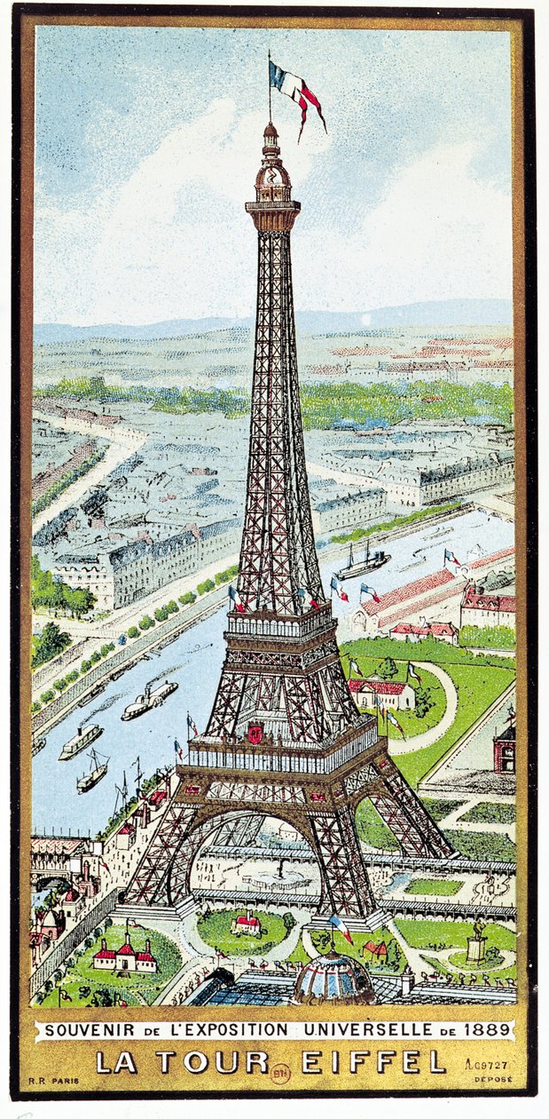 Cartolina raffigurante la Torre Eiffel all'Esposizione Universale, 1889