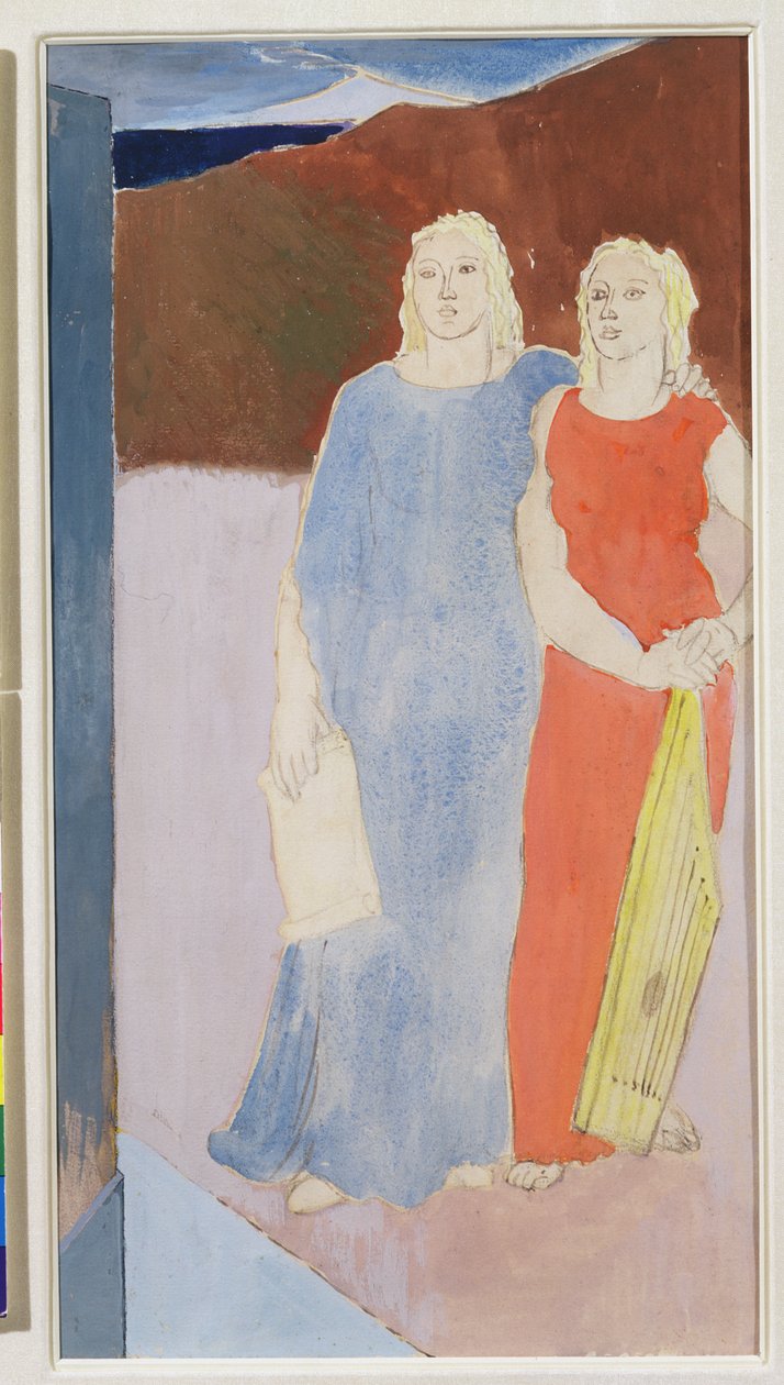 Due muse alla tomba di un poeta, 1937 | Glyn Warren Philpot