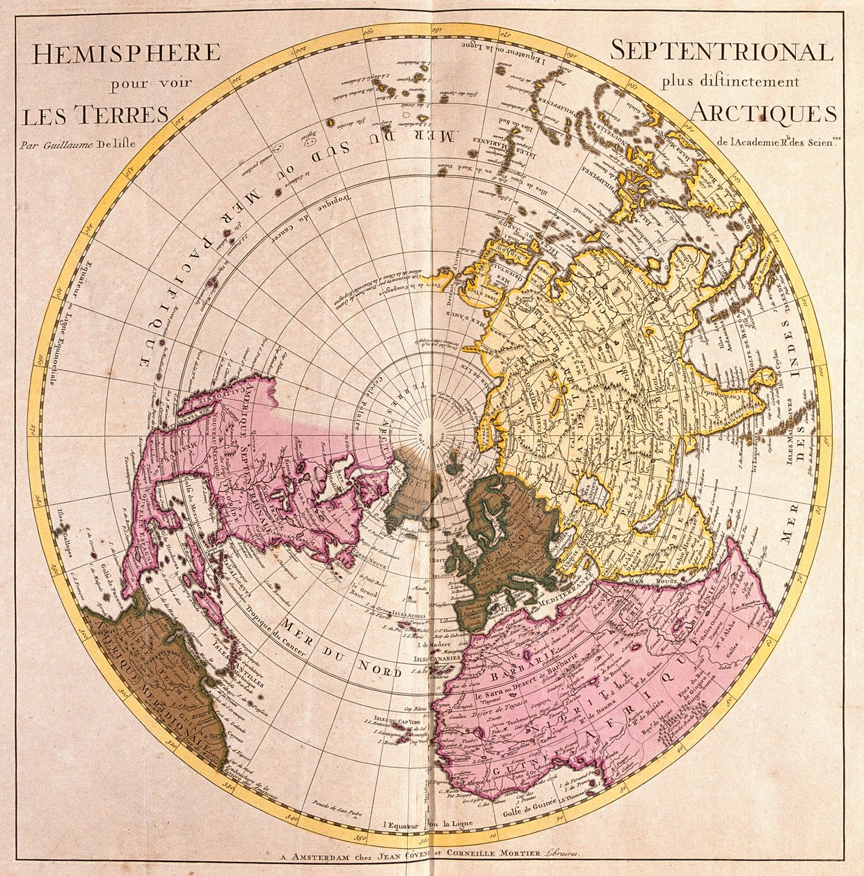 Mappa dell'emisfero settentrionale, descrizione delle terre artiche ...