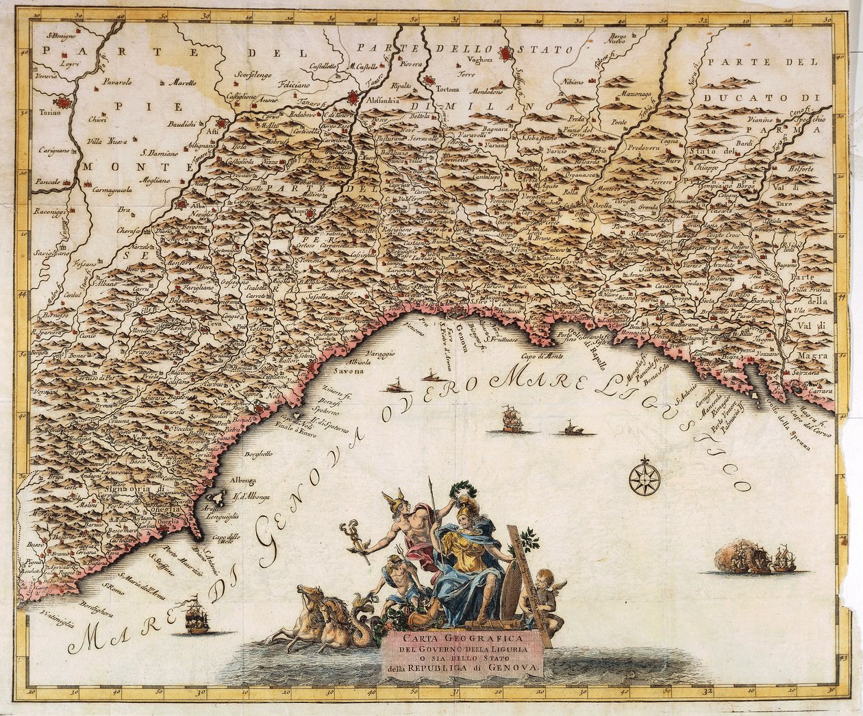Repubblica di Genova, Mappa di Guillaume de l'Isle da, Lo stato attuale ...