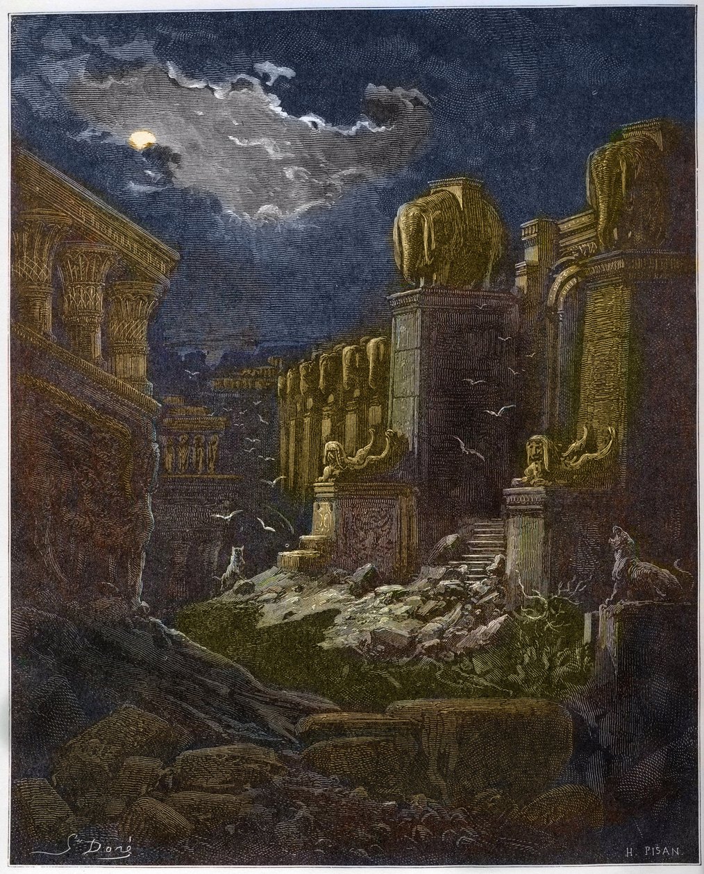La caduta di Babilonia (visione di San Giovanni) - Incisione in 'La ...