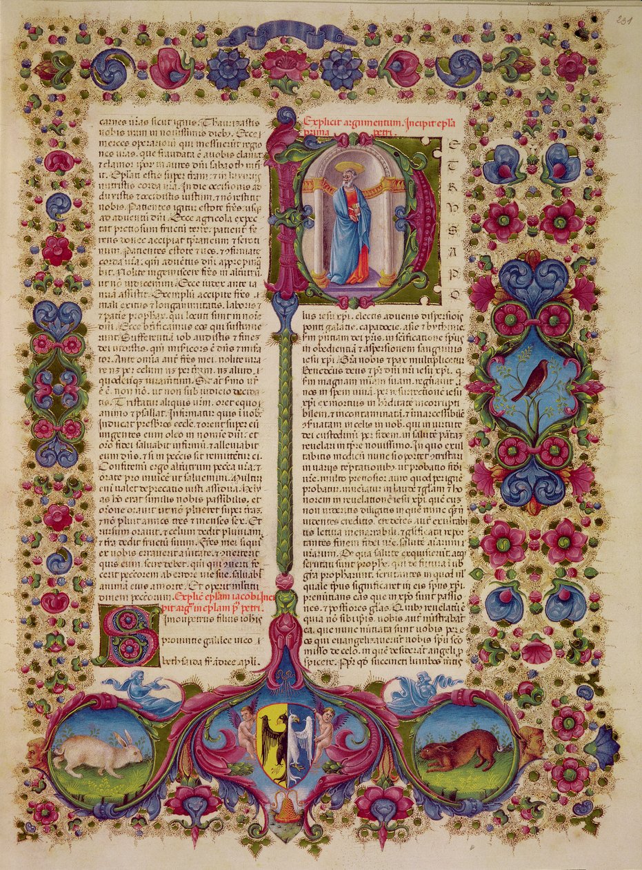 Fol.231r Prima Lettera di San Pietro agli Apostoli, dalla Bibbia di ...