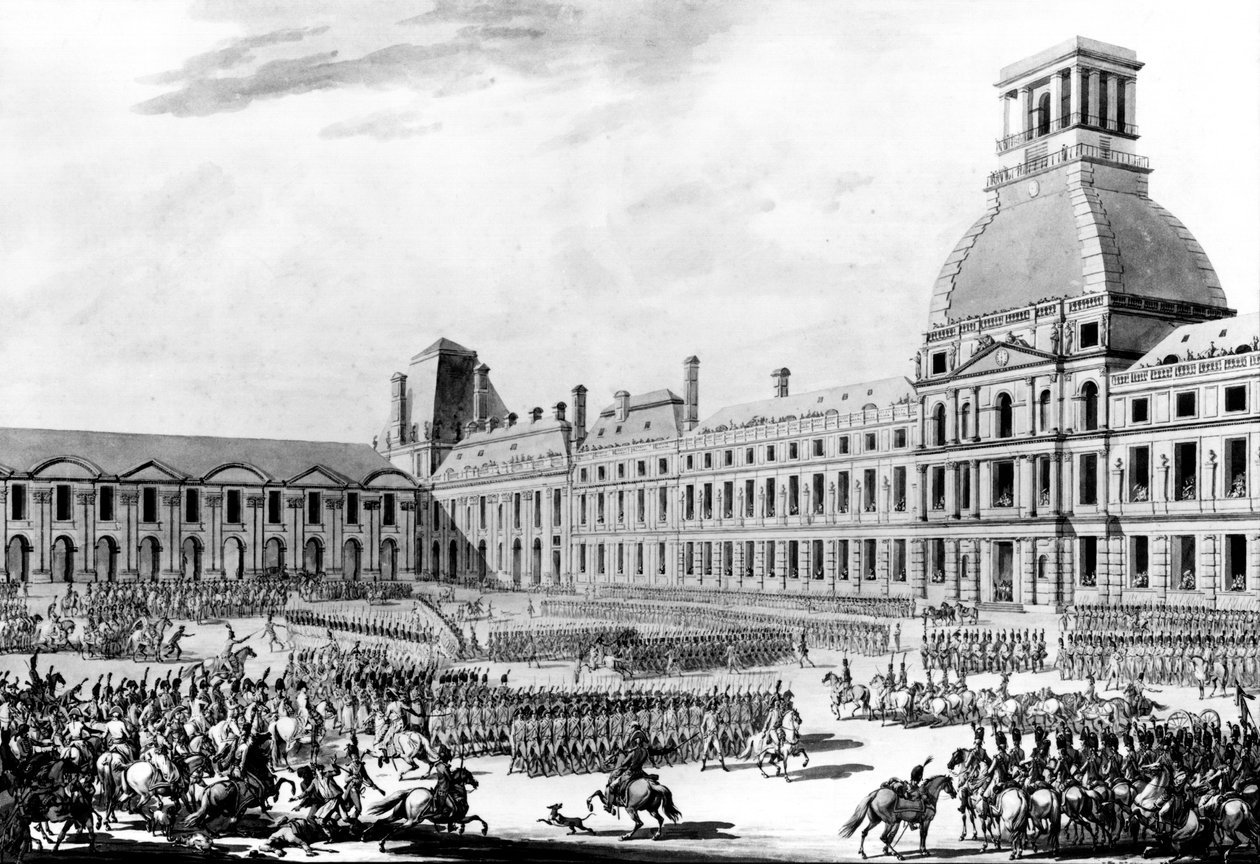 Napoleone Bonaparte Primo Console, rivede le sue truppe alle Tuileries