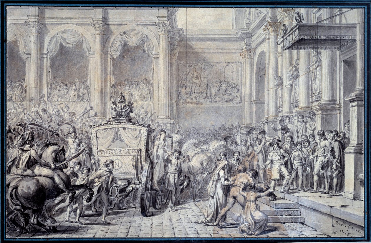 L'arrivo della carrozza dell'Imperatore Napoleone I (1769-1821) all ...
