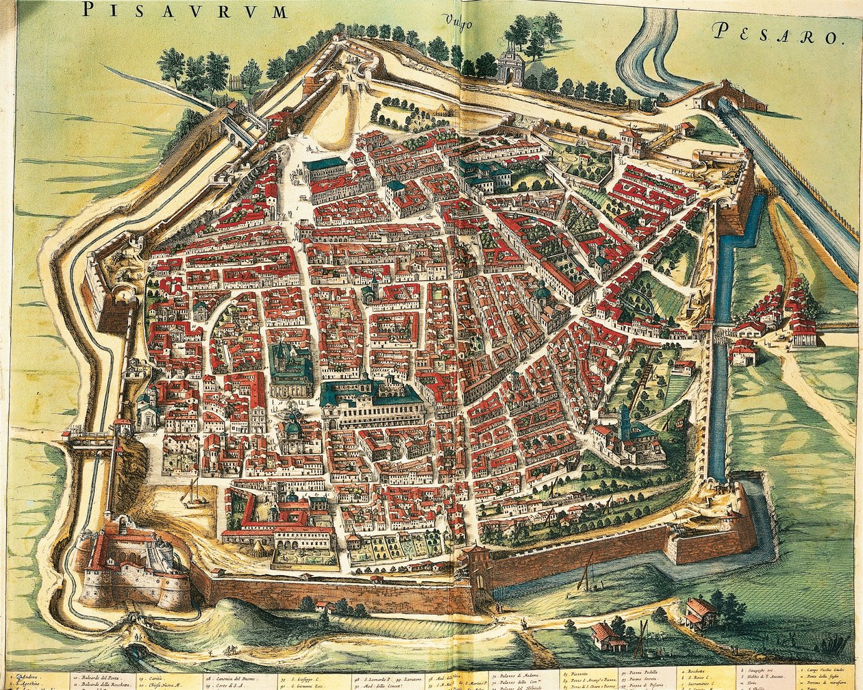 Italia, Mappa di Pesaro, da Theatrum civitatum et admirandorum Italiae ...