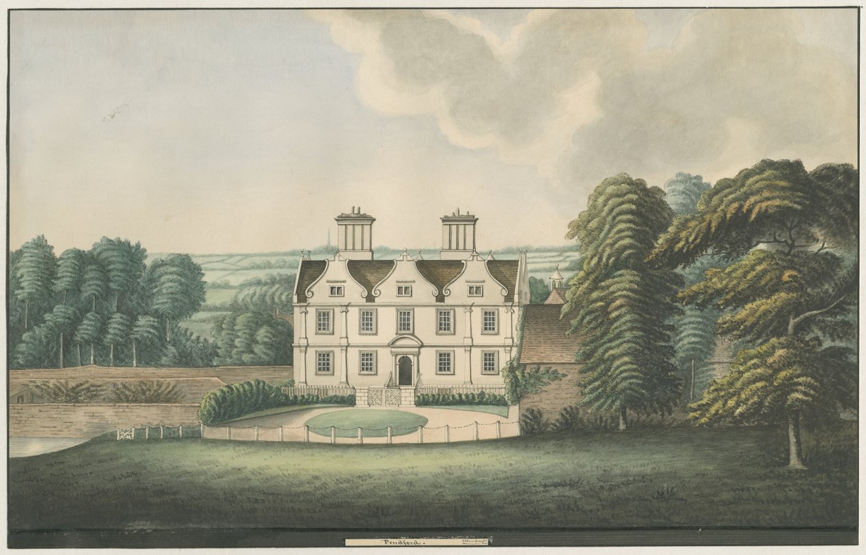 Pendeford Hall: acquerello, nd [19th cent] | Stampa d'arte