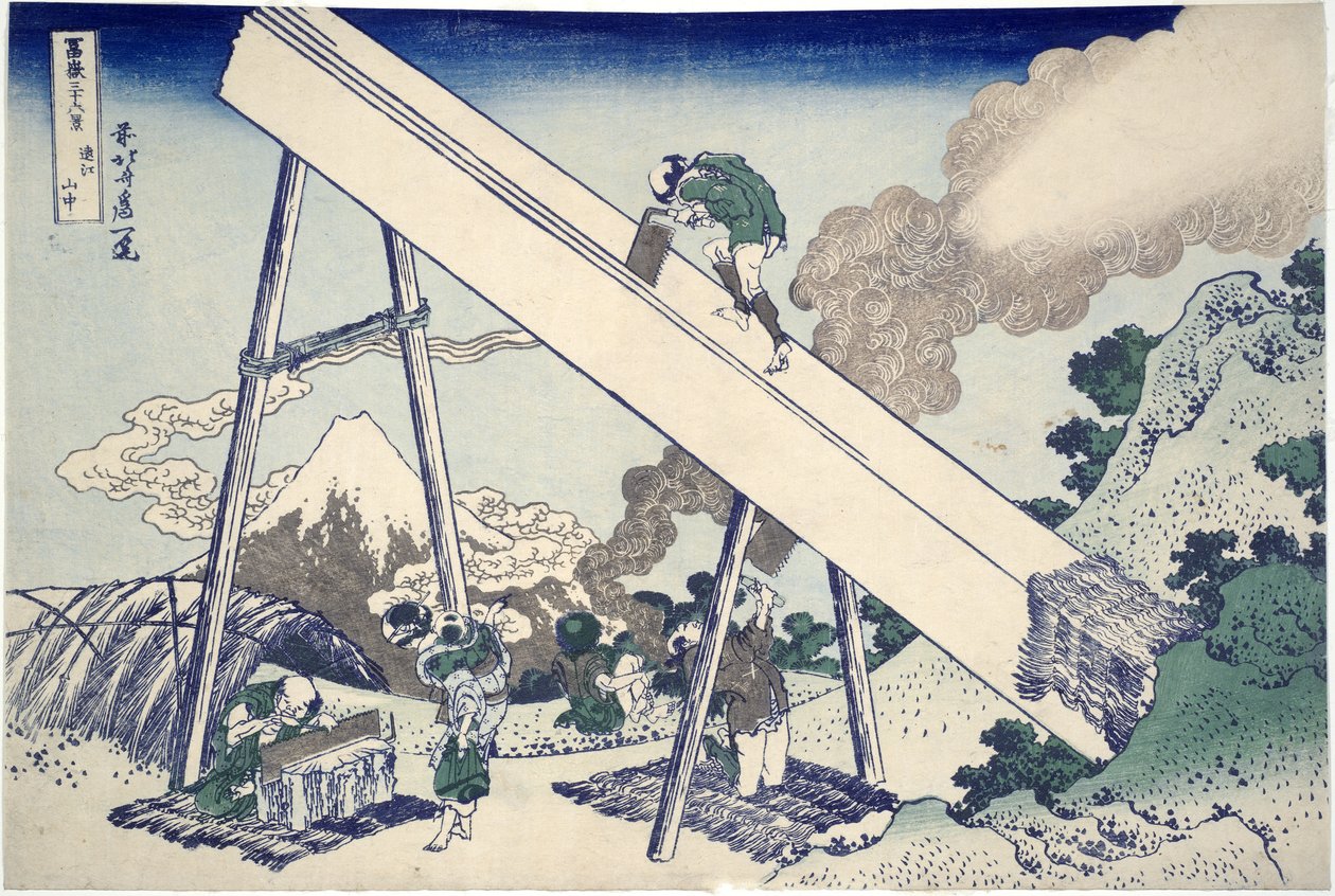 Nelle montagne di Totomi, dalla serie 36 vedute del Monte Fuji, pub. 1831