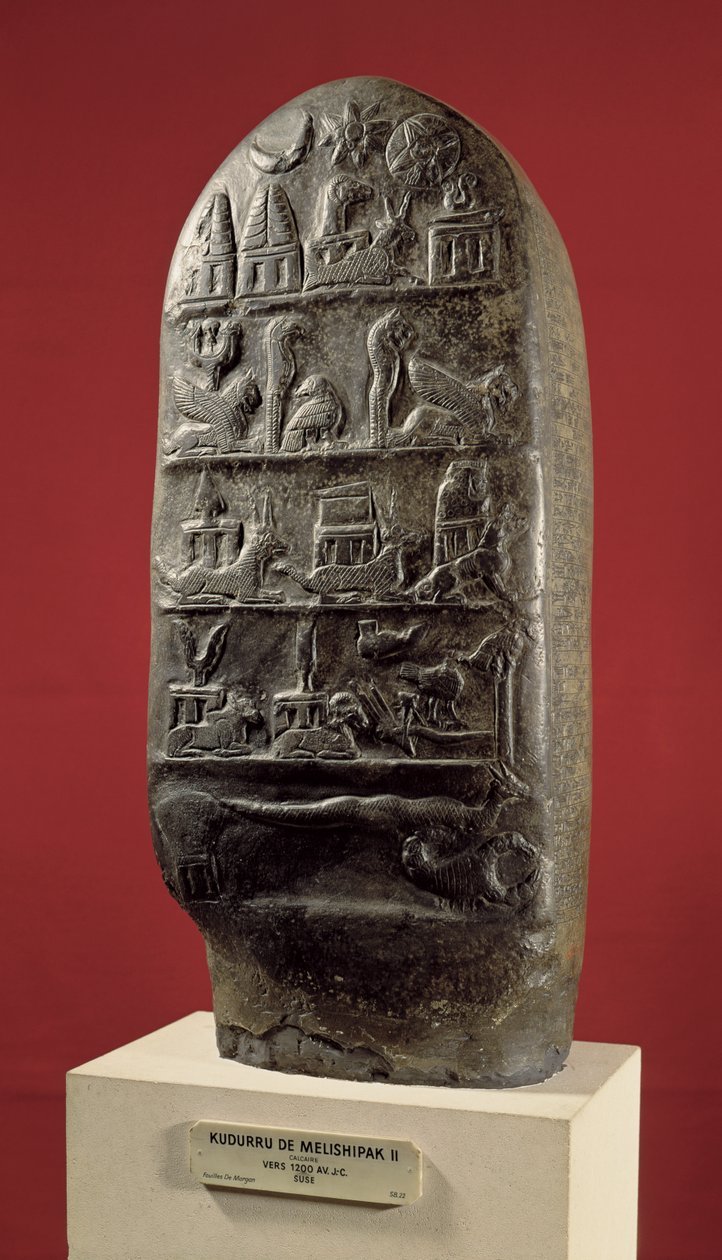 Kudurru del re Melishikhu II che raffigura emblemi babilonesi, da Susa