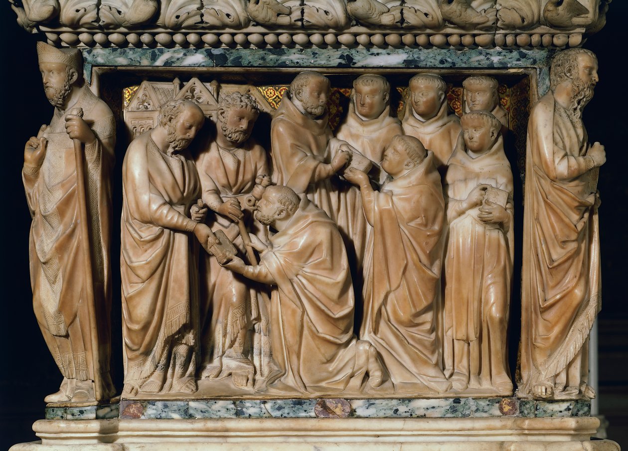 Gli Apostoli Pietro e Paolo appaiono a San Domenico (rilievo decorativo ...