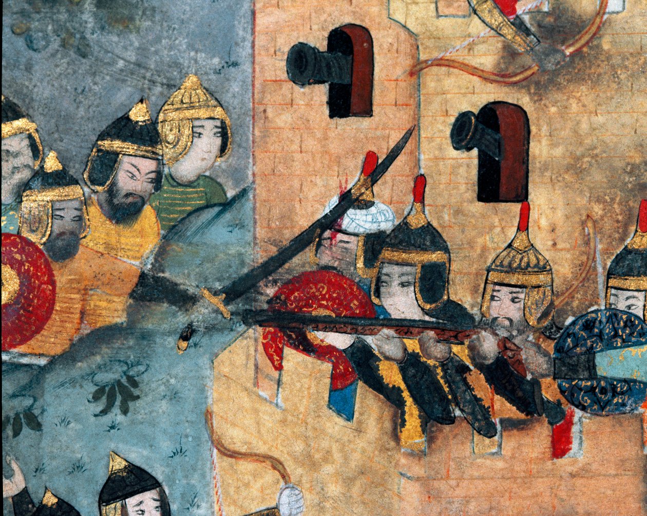 Scena di battaglia tra l'esercito ottomano di Murad III (1546-1595) (a ...