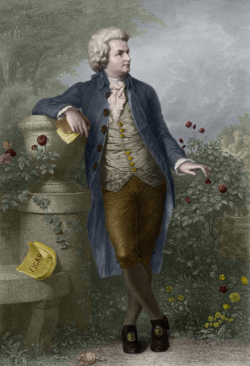 Ritratto di Wolfgang Amadeus Mozart (1756-1791) a Salisburgo. Incisione ...