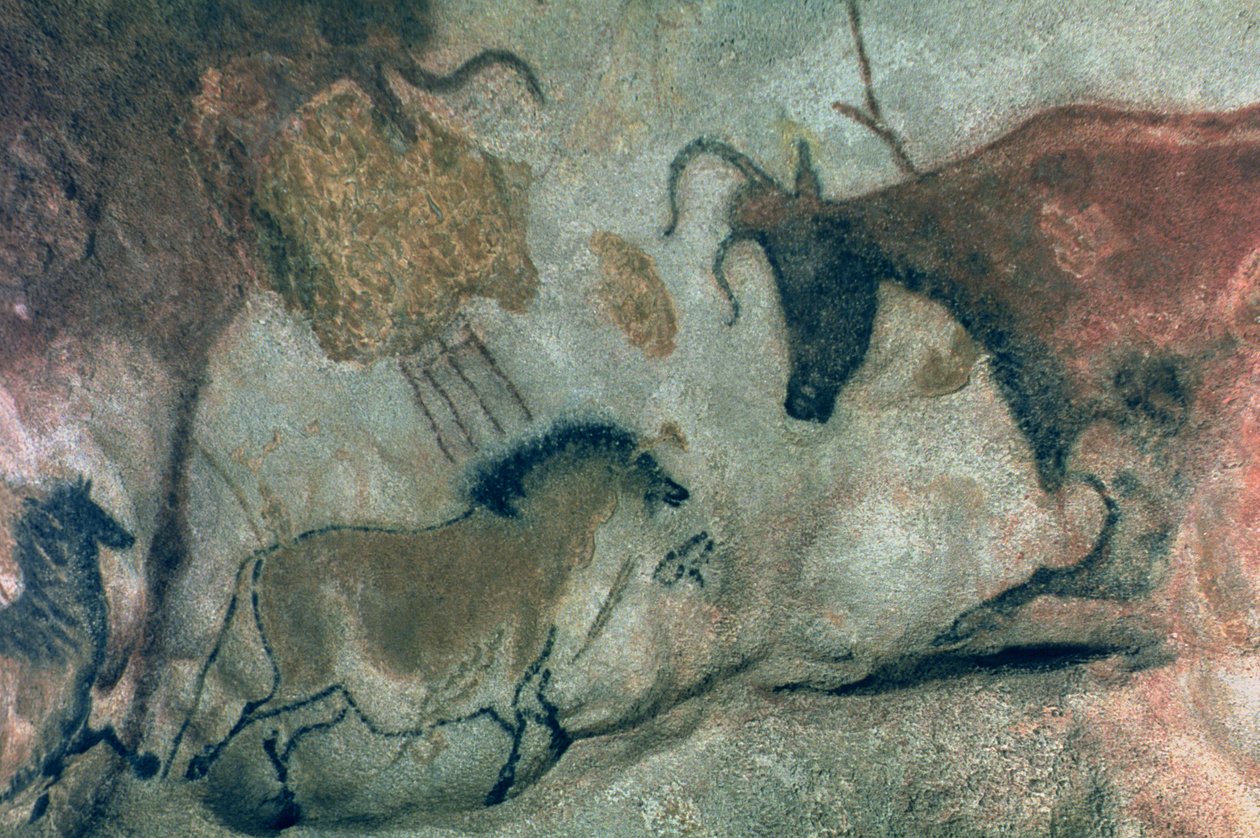 Pittura rupestre raffigurante un cavallo e una mucca, c.17000 a.C.